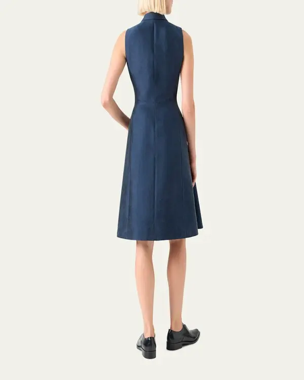 Akris Sleeveless Silk Shantung Trench Dress
