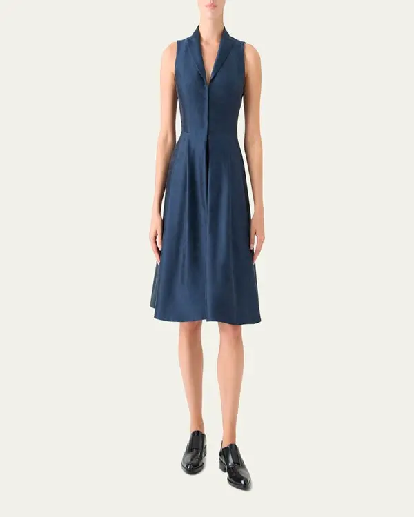 Akris Sleeveless Silk Shantung Trench Dress
