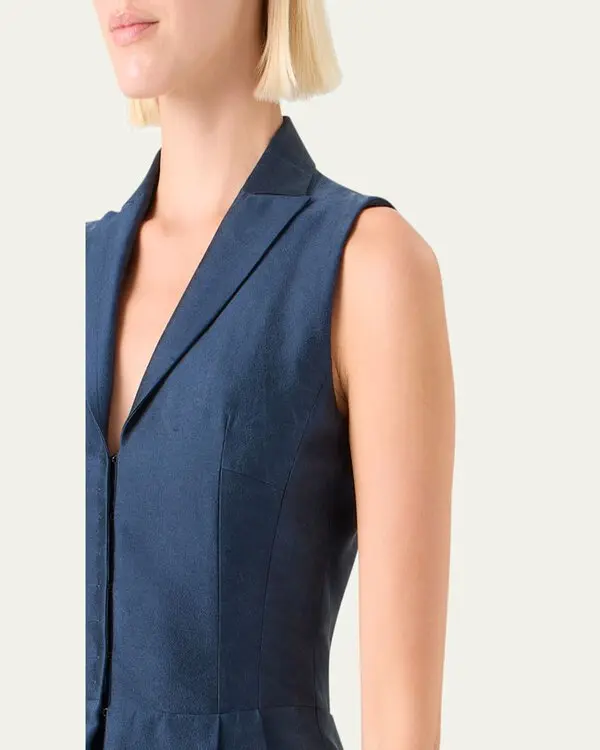 Akris Sleeveless Silk Shantung Trench Dress