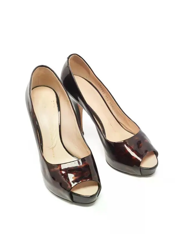 GIUSEPPE ZANOTTI Peep-toe Stiletto Pumps - Brown