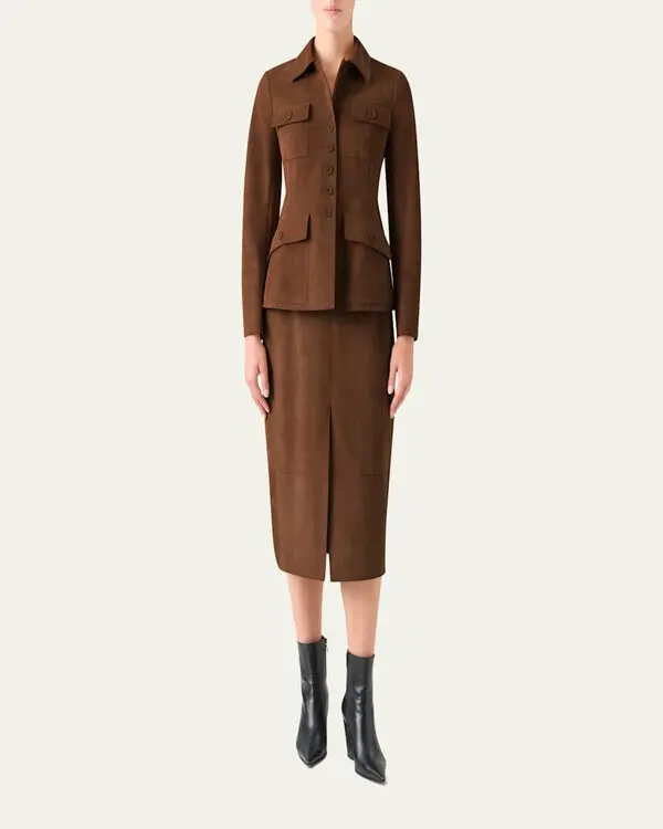 Akris Delia Suede Utility Jacket