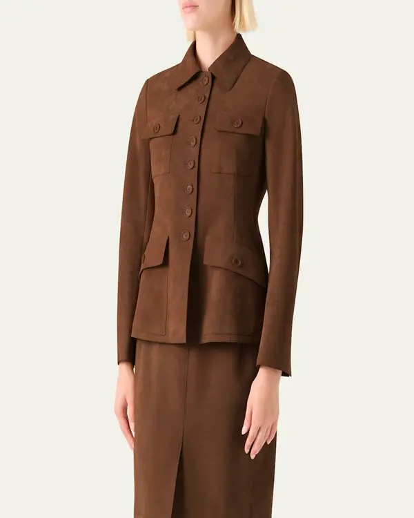 Akris Delia Suede Utility Jacket