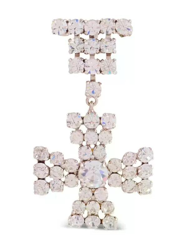 SUSAN CAPLAN 1980s Crystal-embellished Cross Brooch - Silver