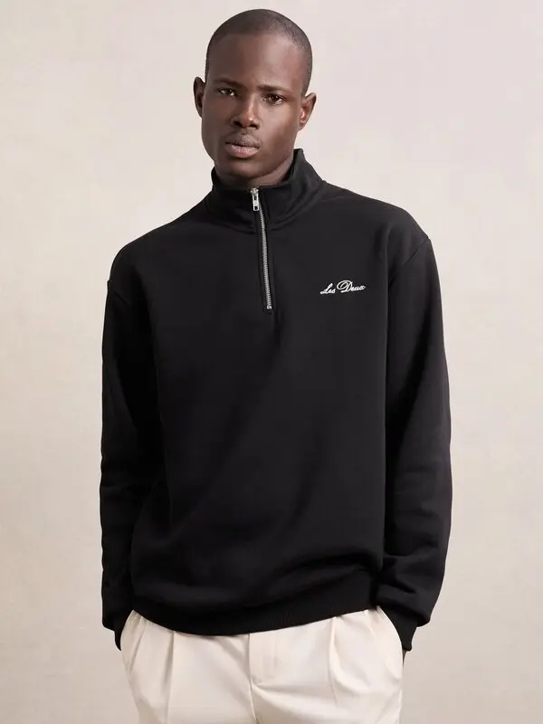 LES DEUX Cotton Half-zip Sweatshirt