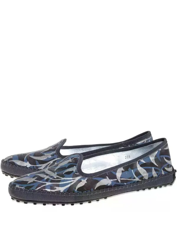 TOD'S Gommino Floral-print Slip-on Sneakers - Black