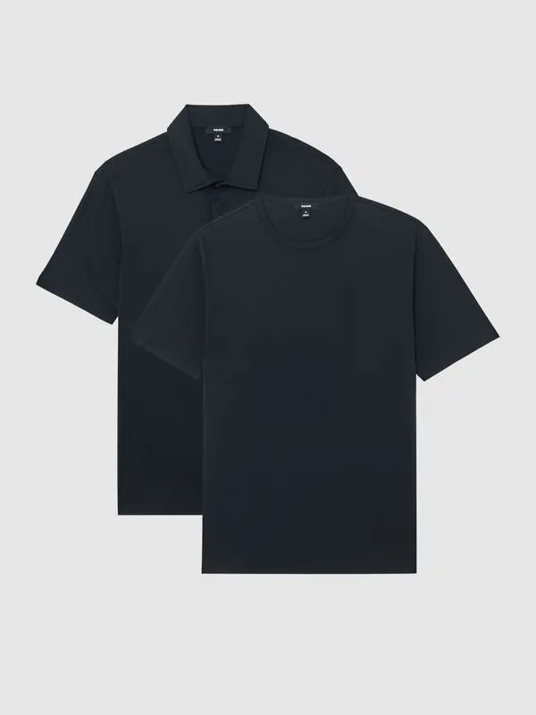 REISS Count/earl Airwater-cotton T-shirt And Polo Shirt 2-pack - Navy