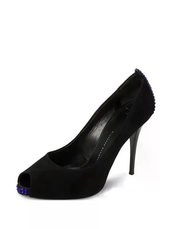 GIUSEPPE ZANOTTI Suede Spike-studded Peep-toe Sandals