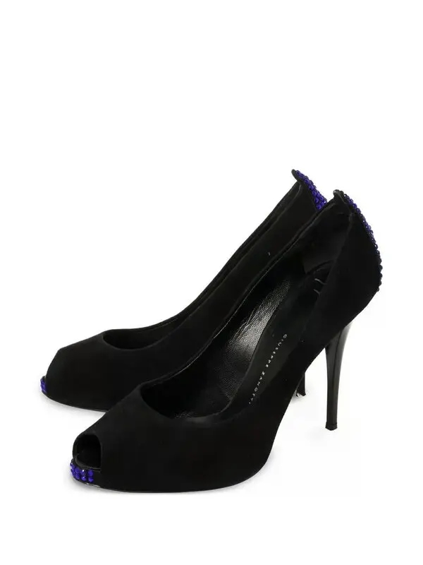 GIUSEPPE ZANOTTI Suede Spike-studded Peep-toe Sandals