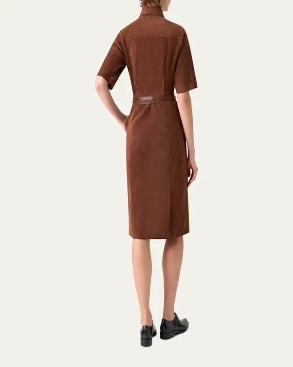 Akris Suede Belted Midi Shirtdress