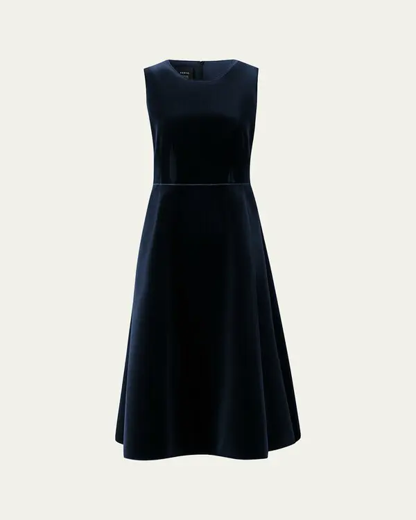 Akris Sleeveless Velvet A-line Midi Dress