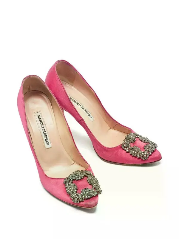 Manolo Blahnik 100mm Hangisi Satin Stiletto Pumps - Pink
