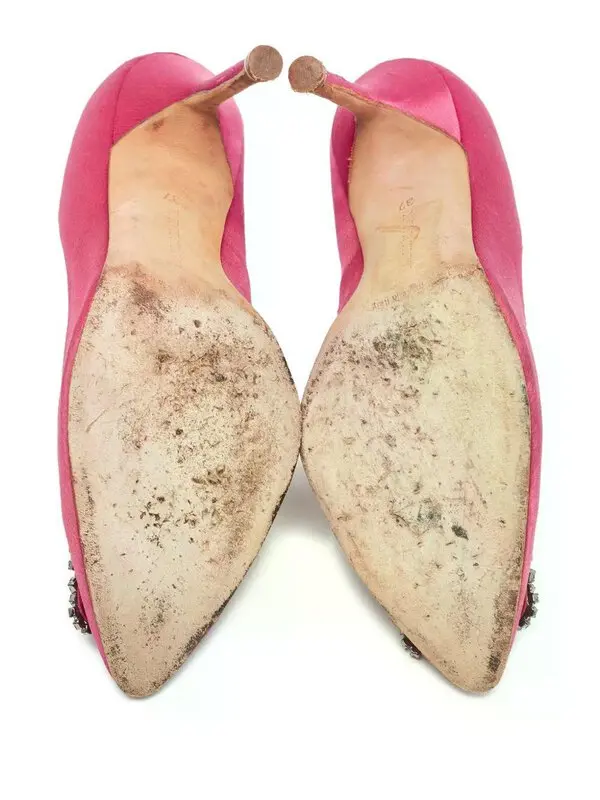 Manolo Blahnik 100mm Hangisi Satin Stiletto Pumps - Pink