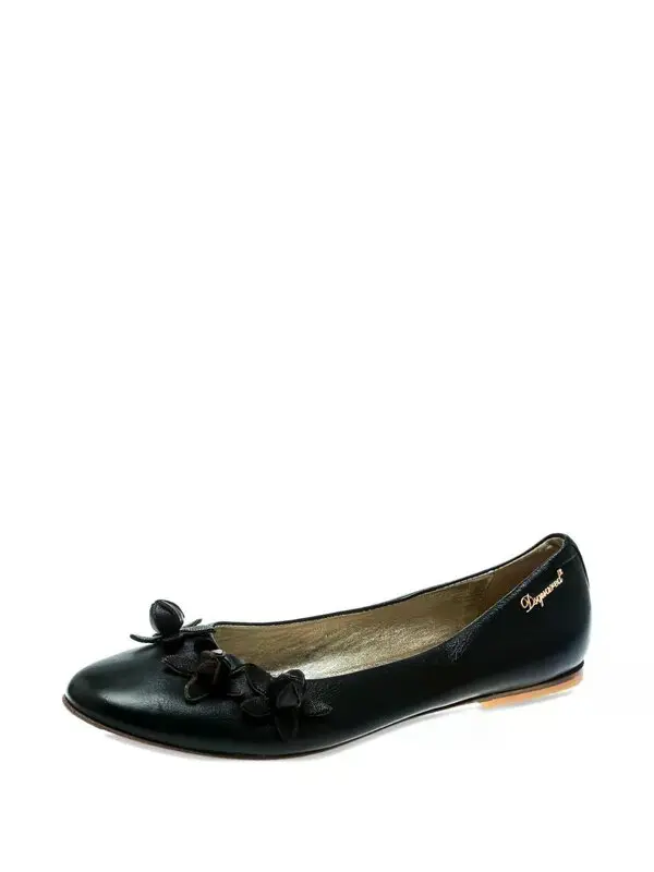 Dsquared2 Flower-detail Leather Ballet Flats