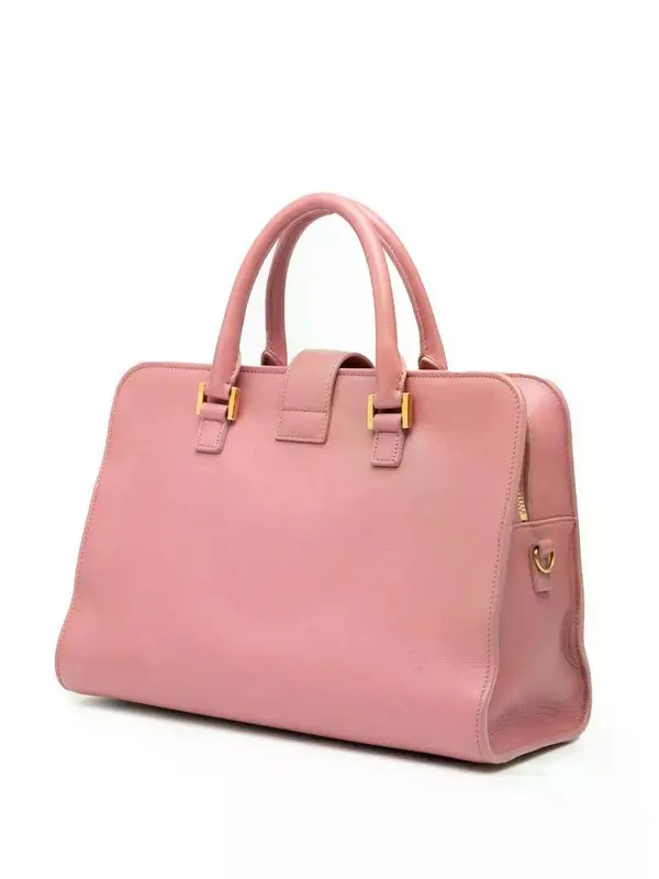 Saint Laurent 2014 Small Leather Monogram Cabas Satchel - Pink