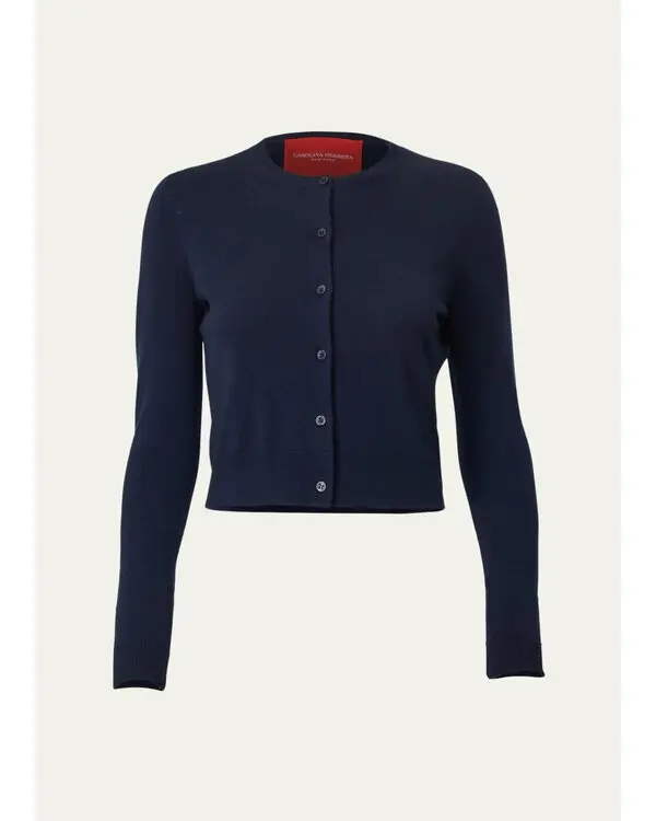 Carolina Herrera Crew-neck Wool Cardigan - Dark Blue