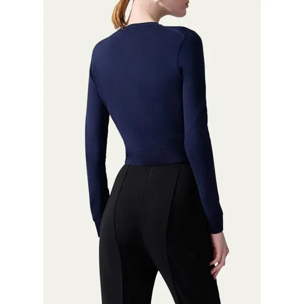 Carolina Herrera Crew-neck Wool Cardigan - Dark Blue