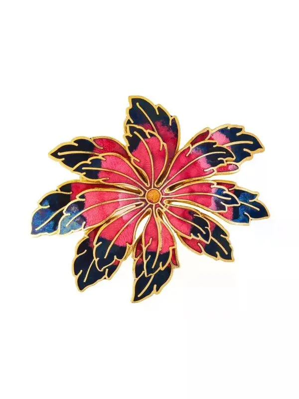 SUSAN CAPLAN 1980s Lotus-flower Brooch - Black