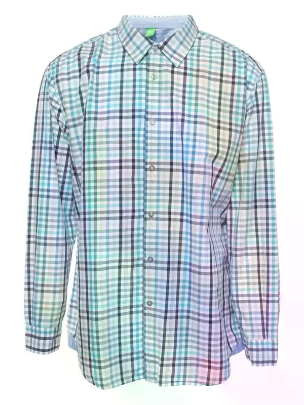 BOSS Checked Cotton Shirt - Blue