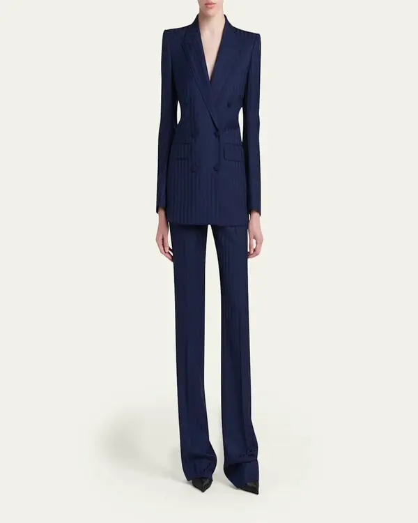 TOM FORD Tonal Striped Jacquard Straight-leg Pants