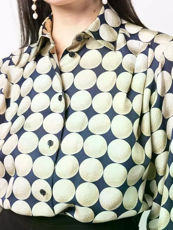 Hermès 1996 Golf Ball Print Silk Shirt
