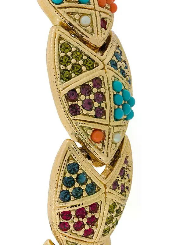 SUSAN CAPLAN 1980s D'orlan Embellished -tone Brass Bracelet With Swarovski Crystals