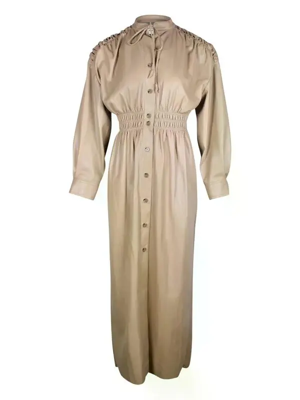 Nanushka Shirred Leather Midi Dress