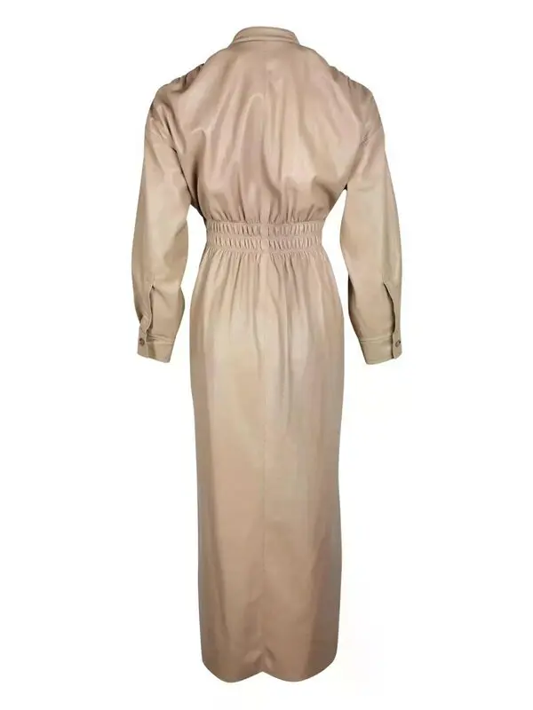 Nanushka Shirred Leather Midi Dress
