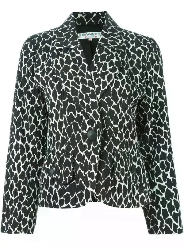 Saint Laurent Cropped Giraffe Print Jacket