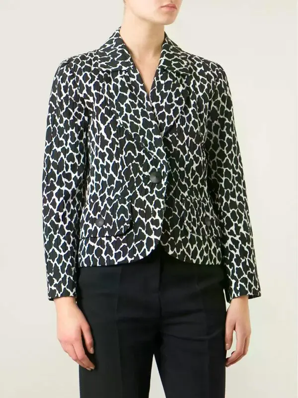 Saint Laurent Cropped Giraffe Print Jacket