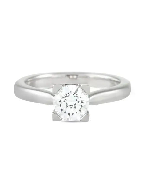 Harry Winston Platinum Engagement Ring With 0.71 Ct Round Cut Diamond - Silver