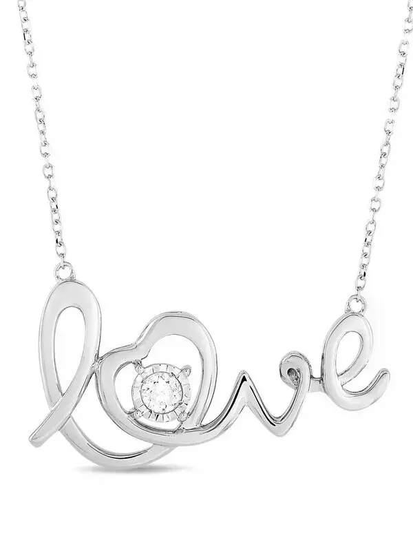 LB EXCLUSIVE 14k White Gold Diamond Lettering Pendant Necklace - Silver