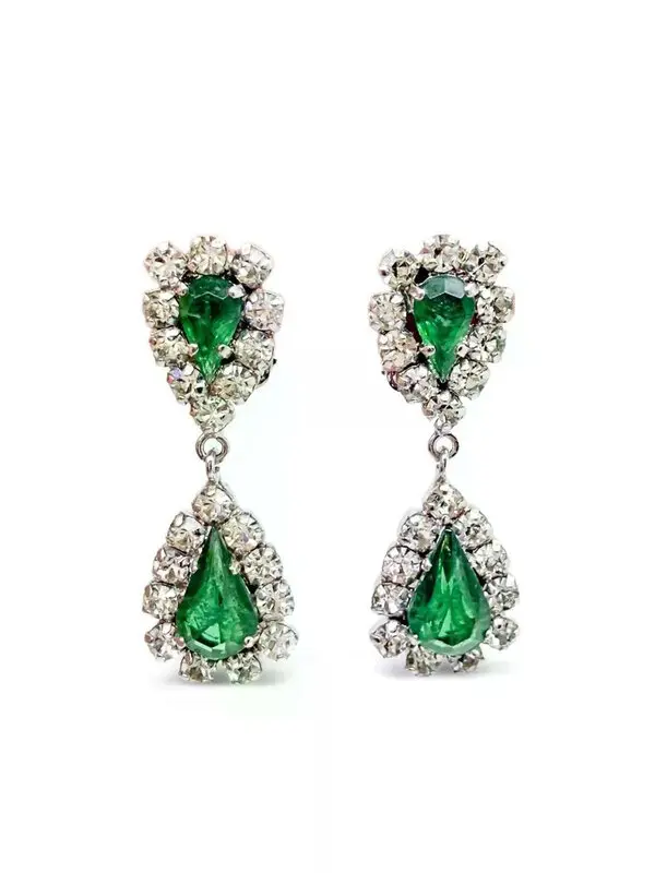 Dior 1972 Crystal-embellished Drop Earrings - Silver