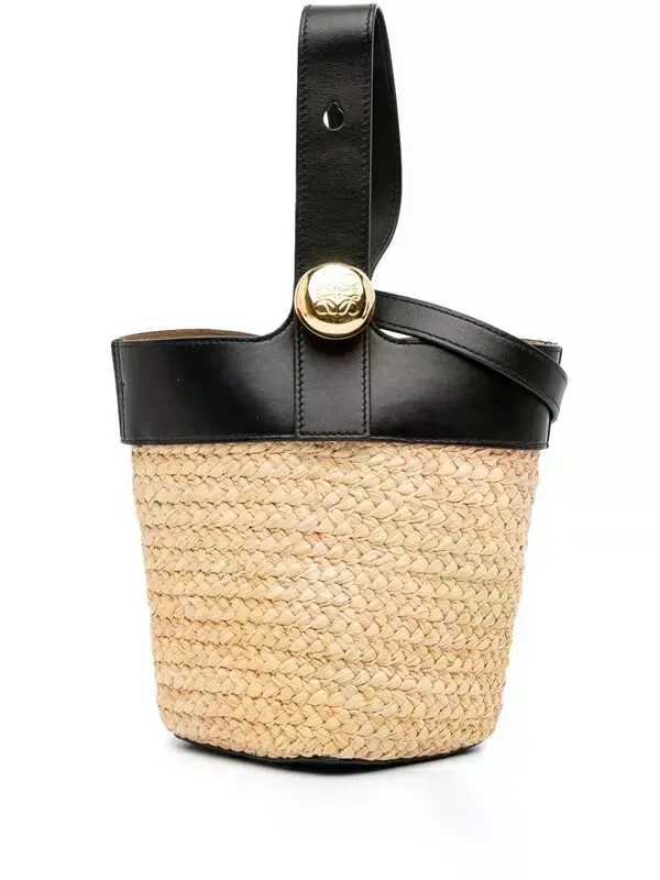 Loewe Mini Raffia Pebble Bucket Bag Satchel