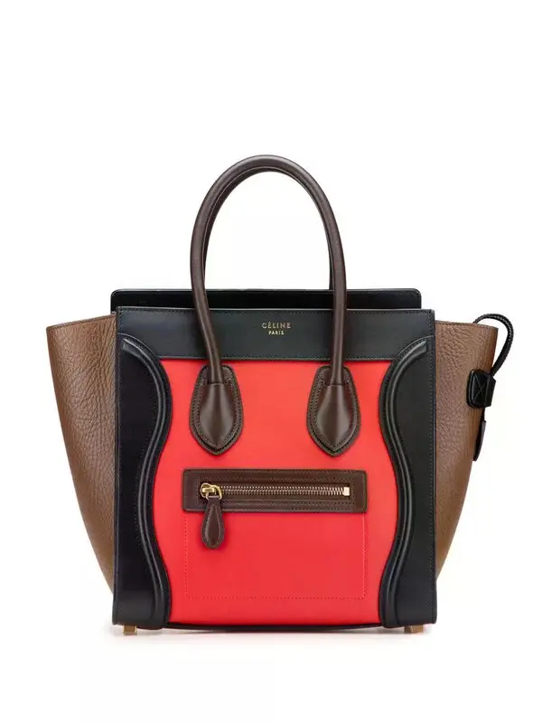 Celine 2015 Micro Tricolor Leather Luggage Tote Handbag - Multicolour