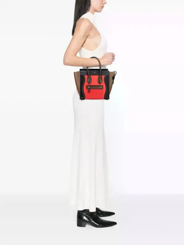 Celine 2015 Micro Tricolor Leather Luggage Tote Handbag - Multicolour