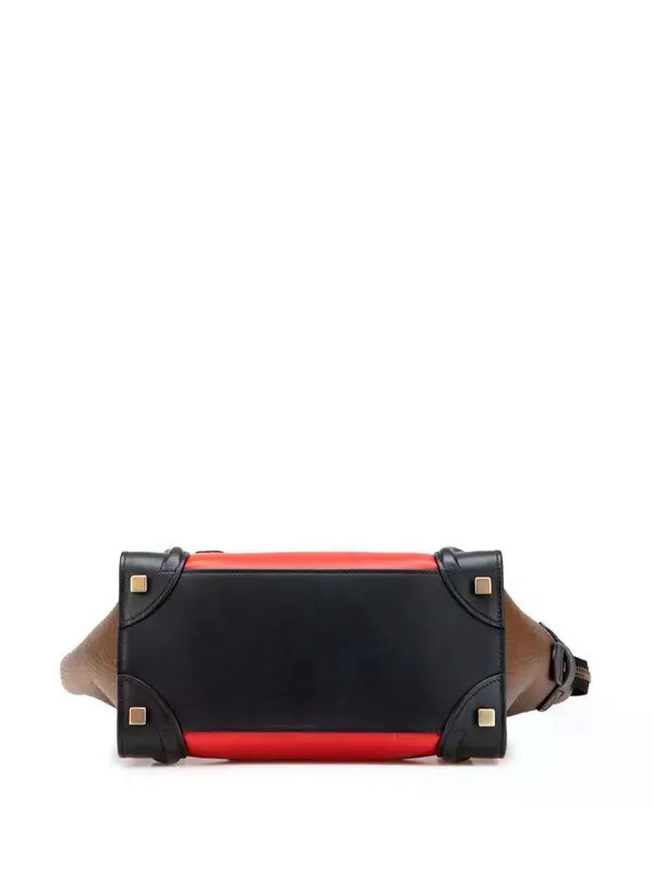 Celine 2015 Micro Tricolor Leather Luggage Tote Handbag - Multicolour