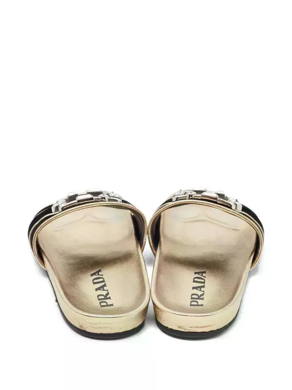Prada Jewel-buckle Slides - Black