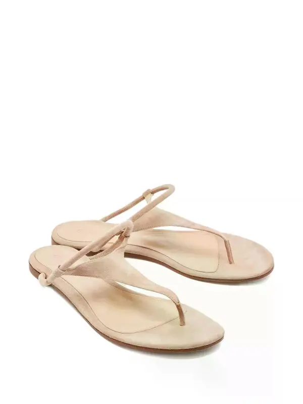 GIANVITO ROSSI Suede Thong Sandals - Neutrals
