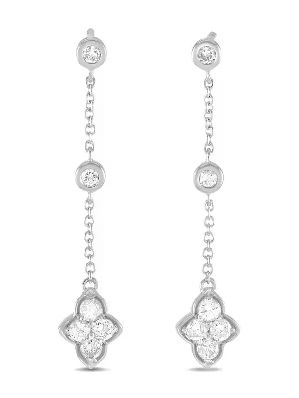 LB EXCLUSIVE 14k White Gold Diamond Dangle Earrings - Silver