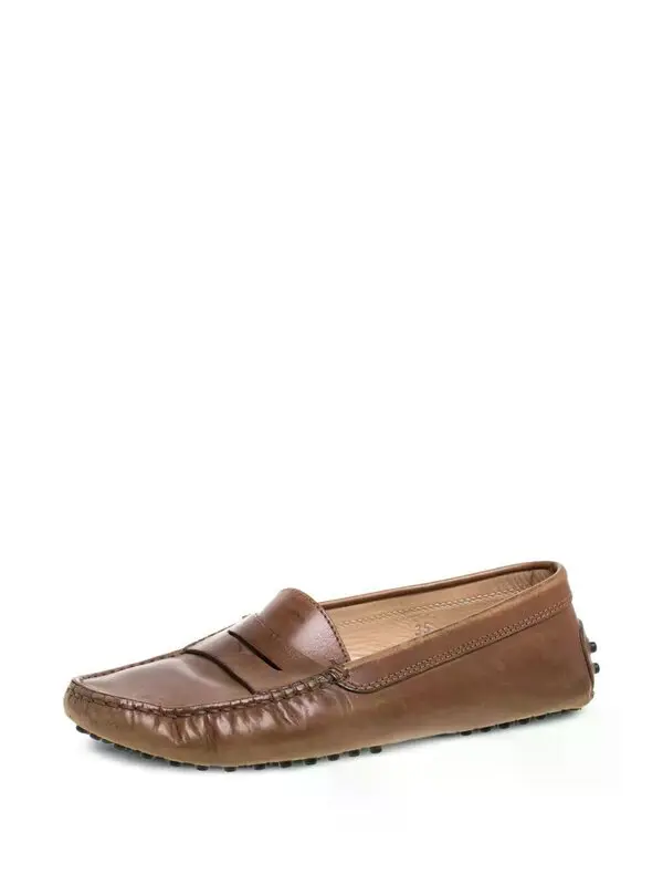 TOD'S Embossed Leather Loafers - Brown