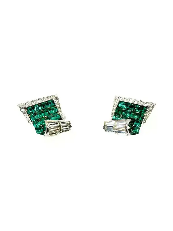 JENNIFER GIBSON JEWELLERY 1940s Marcel Boucher Earrings - Silver