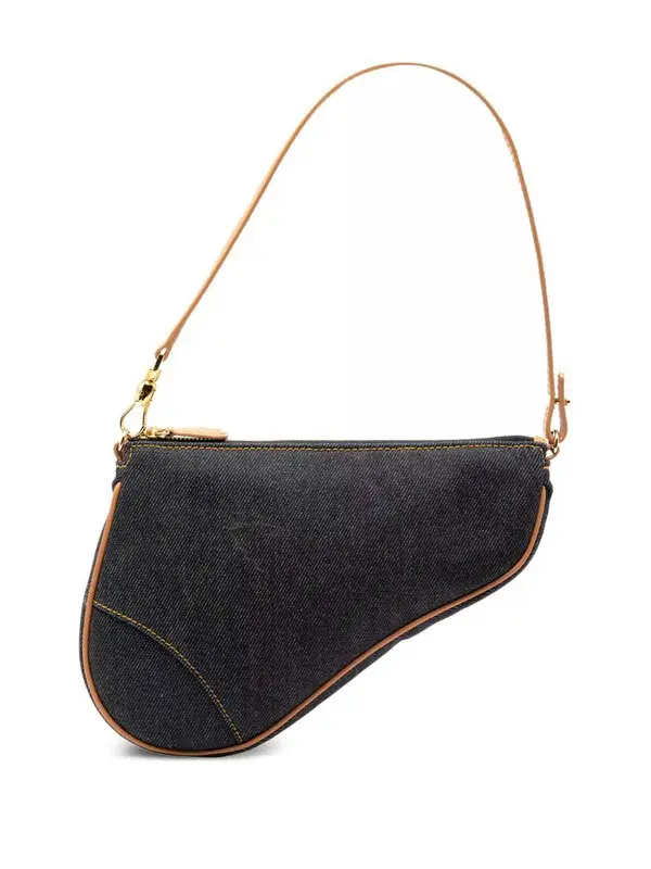 Dior Mini Denim Saddle Pochette - Blue