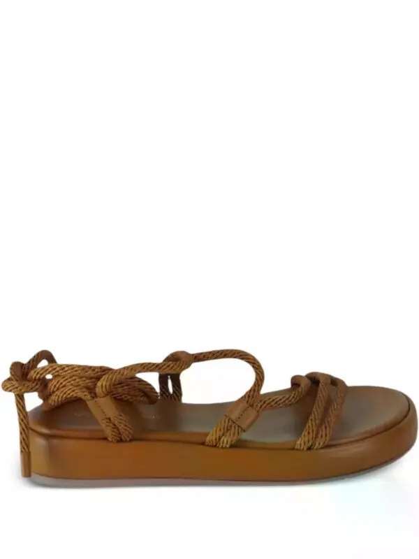 GIANVITO ROSSI Leather Flap Sandals - Brown