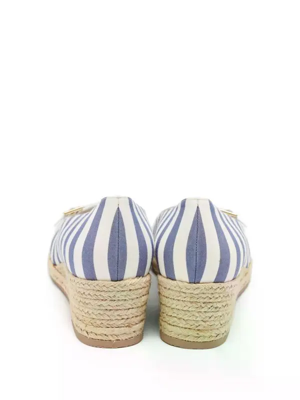 FERRAGAMO Striped Wedge Espadrilles With Decorative Buckle