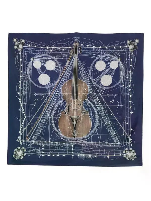 Hermès 2000s Printed Silk Scarf - Blue