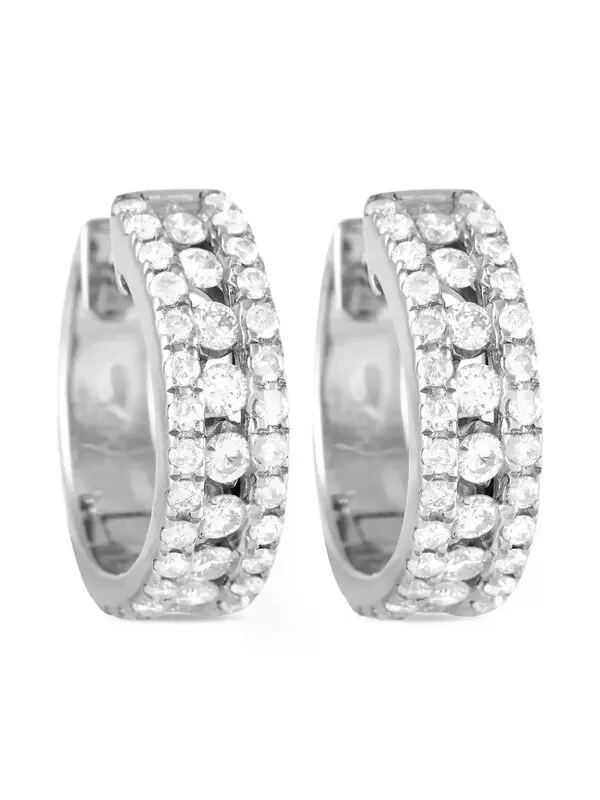 LB EXCLUSIVE 14kt White Gold Diamond Hoop Earrings - Silver