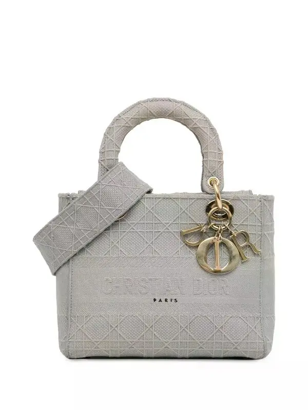 Dior 2020 Medium Cannage Lady D-lite Satchel - Grey
