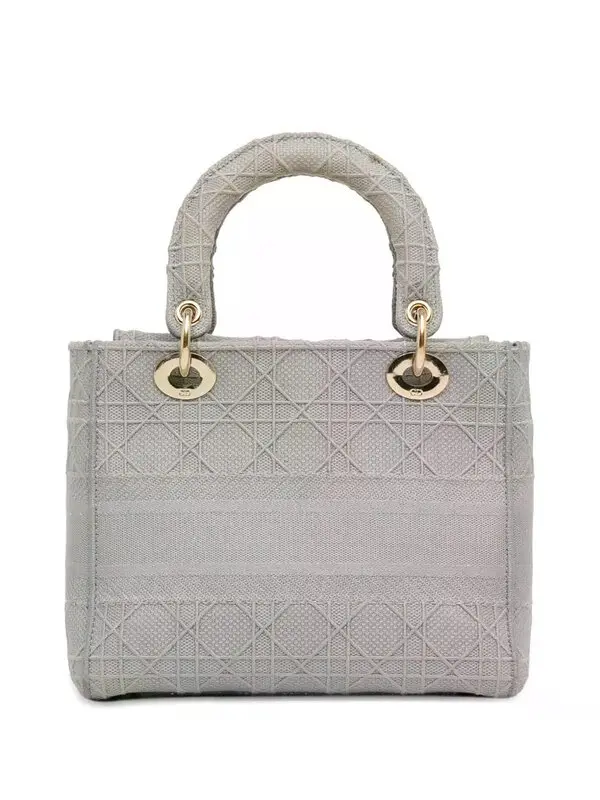 Dior 2020 Medium Cannage Lady D-lite Satchel - Grey