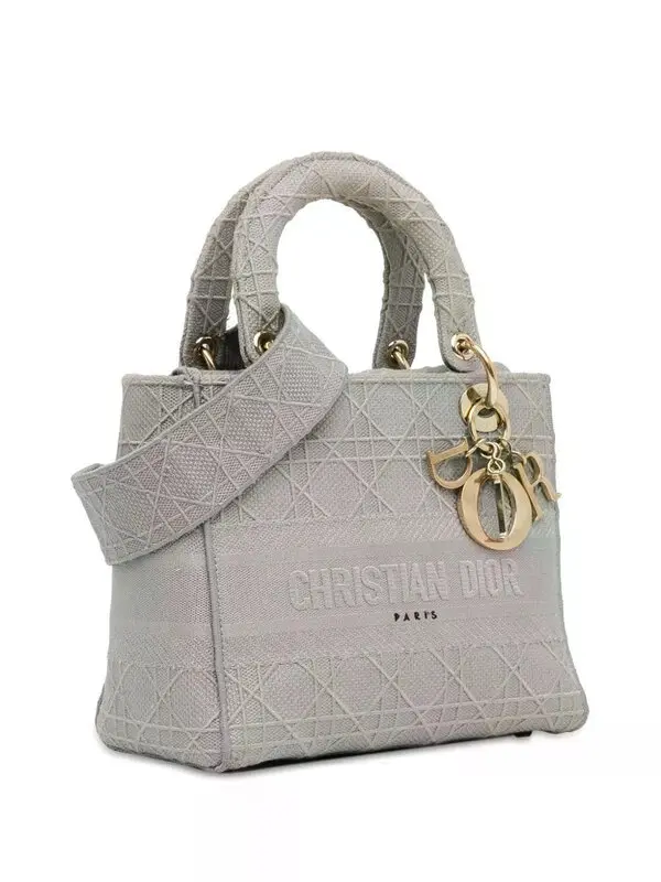 Dior 2020 Medium Cannage Lady D-lite Satchel - Grey