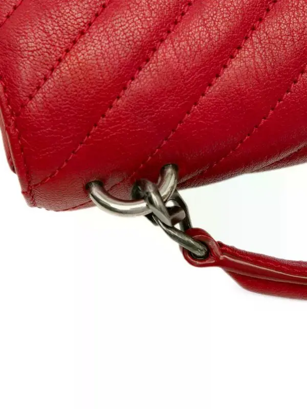 Saint Laurent 2017 Medium Quilted Chevron Sheepskin College Satchel - Red